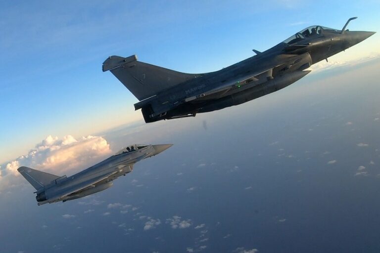 UK Typhoons and French Rafale fighters side by side in the Eastern ...