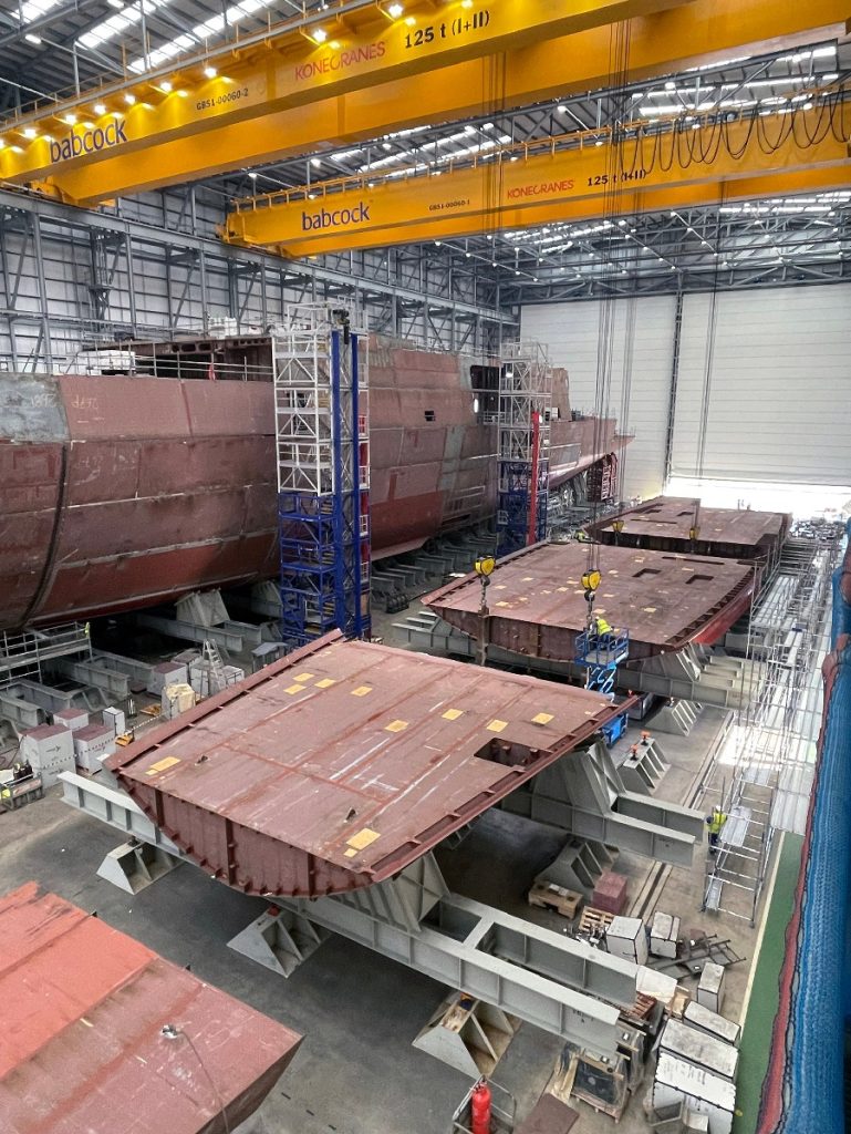 The first of the Royal Navy's Type 31 frigates takes shape in Rosyth