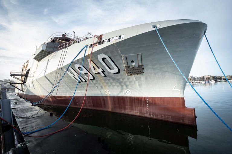 Launching of the second mine countermeasure vessel of the Belgian-Dutch ...