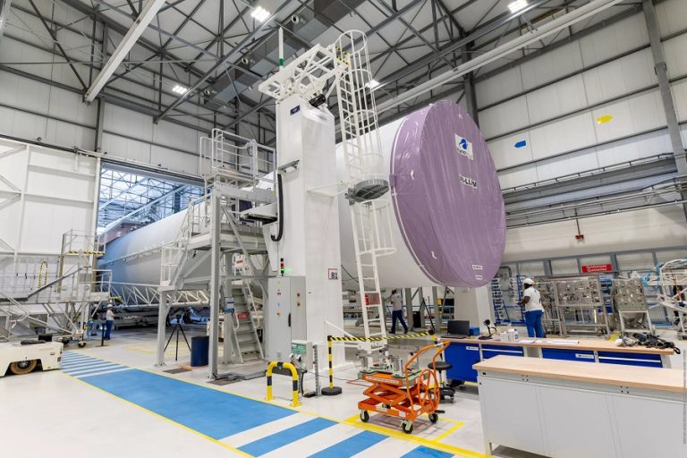 The stages for the inaugural Ariane 6 flight currently being assembled