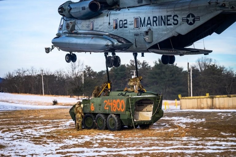 CH-53E Super Stallion helicopter in action: joint operation ...